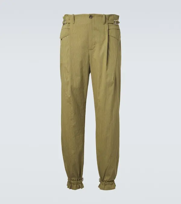KIKO KOSTADINOV Egreta Striped Cotton-blend Tapered Pants - Green