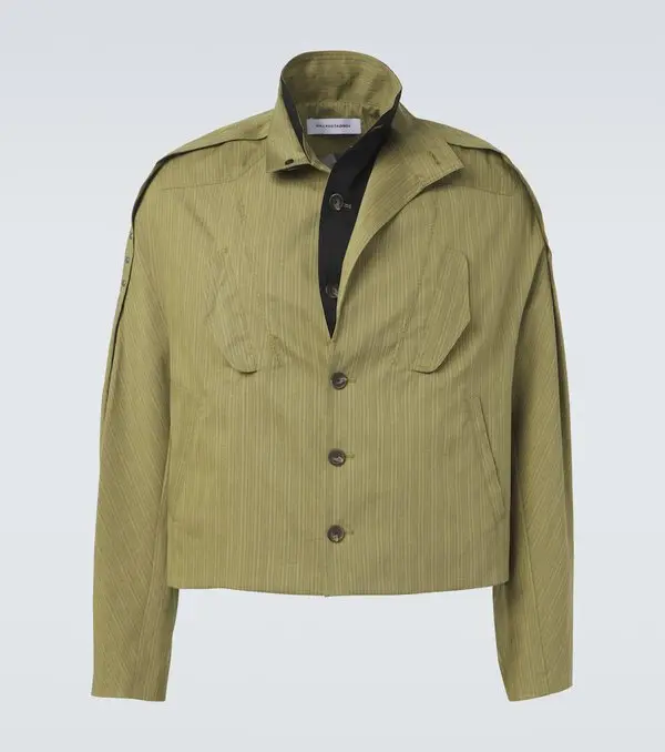 KIKO KOSTADINOV Egreta Striped Cotton-blend Jacket - Green