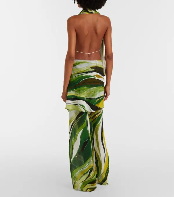Christopher Esber Printed Silk Wide-leg Pants