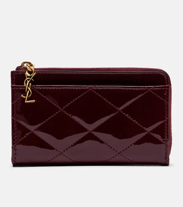 Saint Laurent Fragments Patent Leather Card Holder - Burgundy