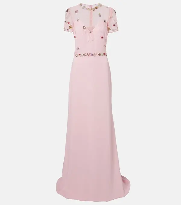 Costarellos Embellished Crêpe Gown