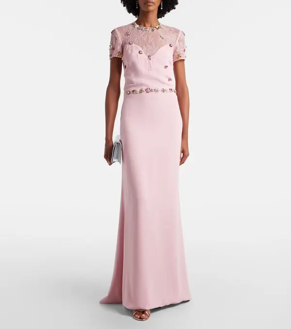 Costarellos Embellished Crêpe Gown