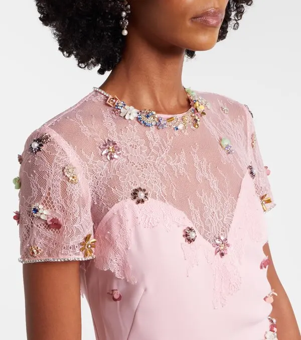 Costarellos Embellished Crêpe Gown