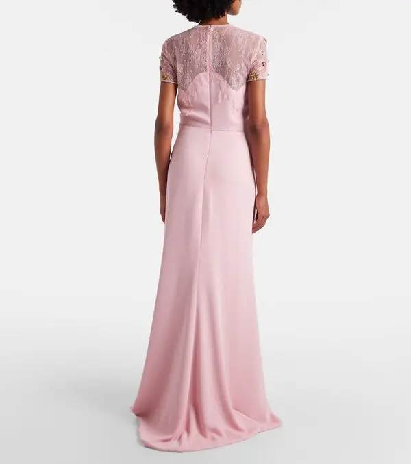 Costarellos Embellished Crêpe Gown