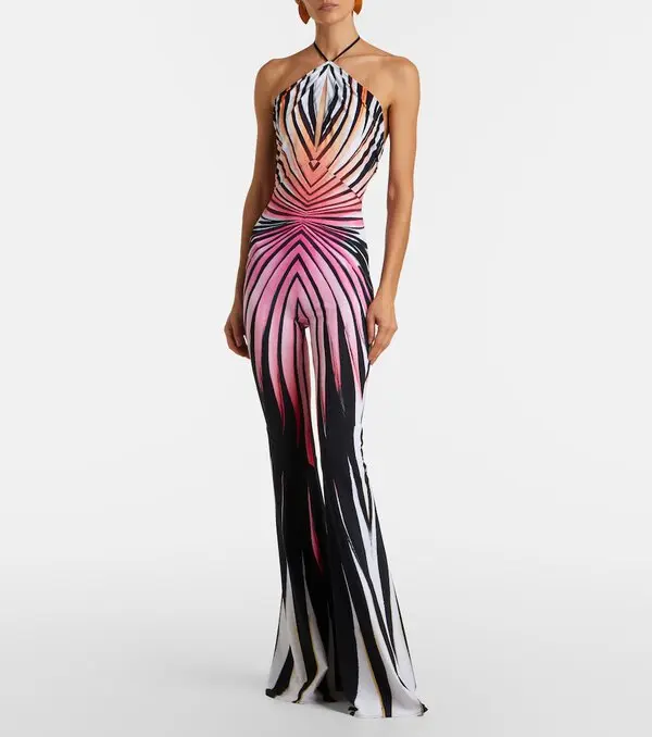 Roberto Cavalli Printed Halterneck Jumpsuit