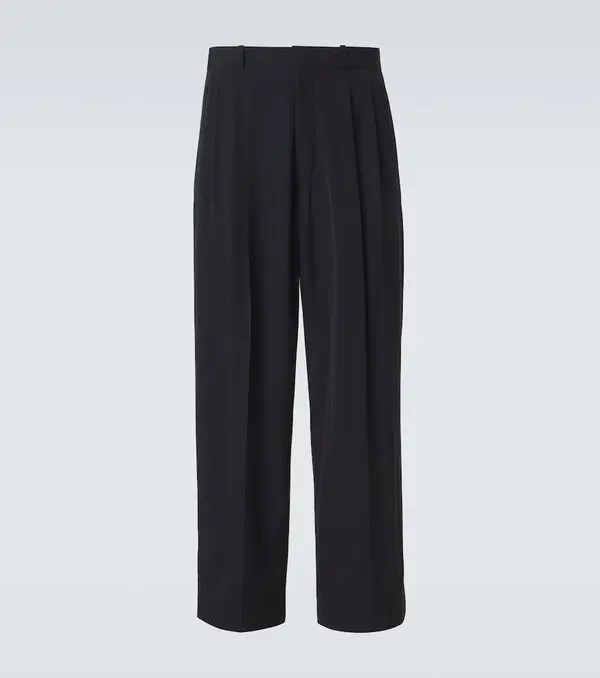 A.PRESSE Wool-blend Wide-leg Pants - Blue