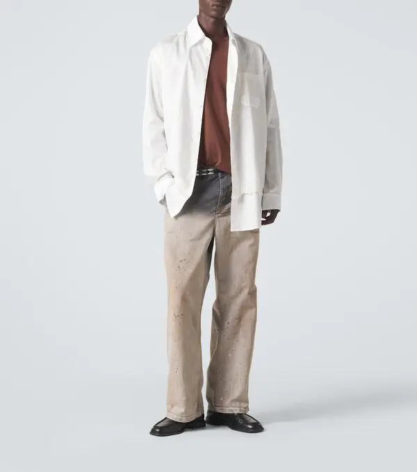 Our Legacy Rig Distressed Faded Wide-leg Pants - Beige