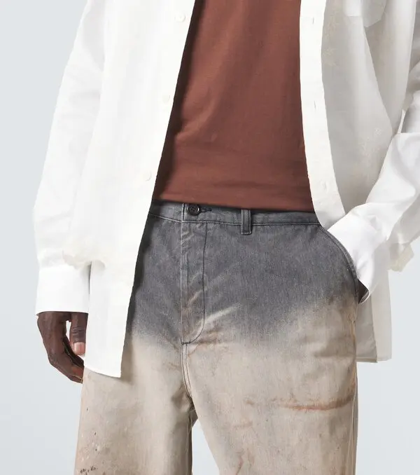 Our Legacy Rig Distressed Faded Wide-leg Pants - Beige