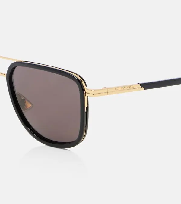 Bottega Veneta Metal Combi Aviator Sunglasses - Black