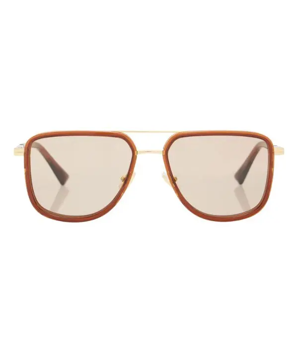 Bottega Veneta Metal Combi Aviator Sunglasses - Gold
