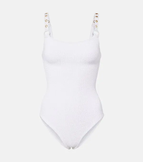 Hunza G Melody Embellished One Piece Swimsuit - White