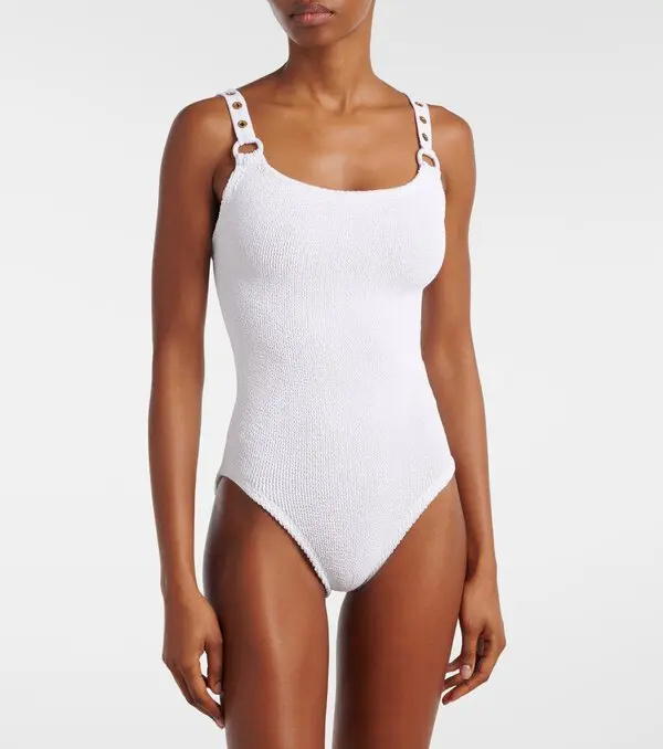 Hunza G Melody Embellished One Piece Swimsuit - White