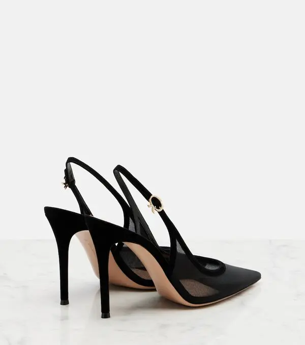 GIANVITO ROSSI Suede-trimmed Slingback Pumps