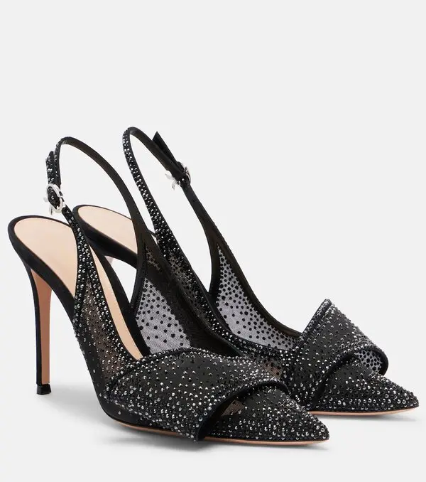 GIANVITO ROSSI Crystal-embellished Slingback Pumps