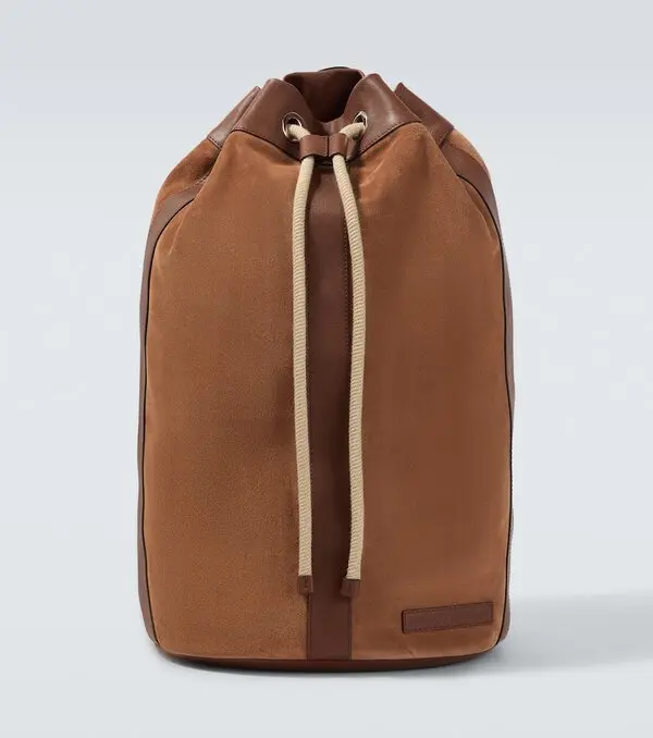 Brunello Cucinelli Leather-trimmed Suede Backpack - Brown