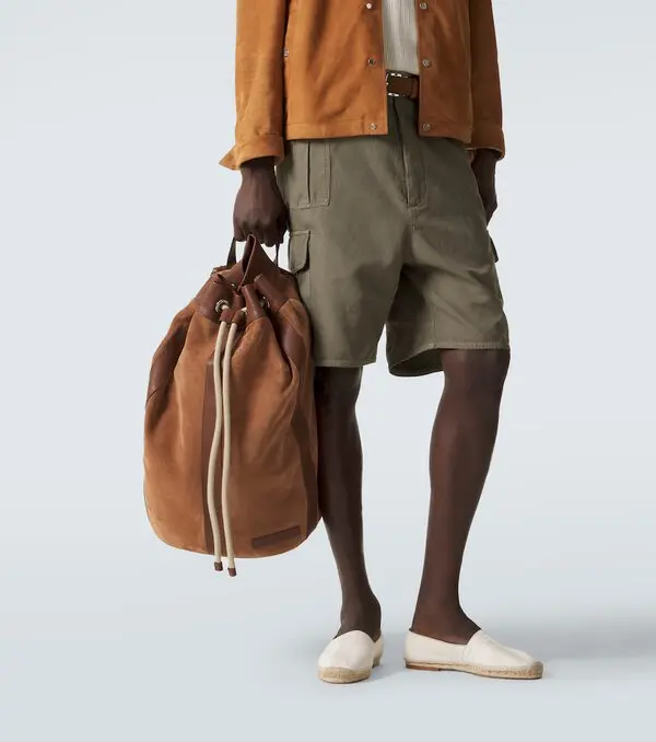 Brunello Cucinelli Leather-trimmed Suede Backpack