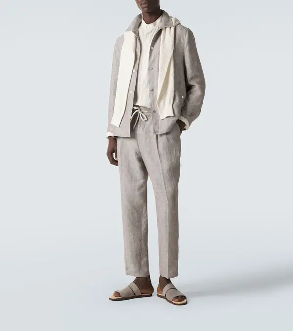 Brunello Cucinelli Logo Suede Sandals - Grey