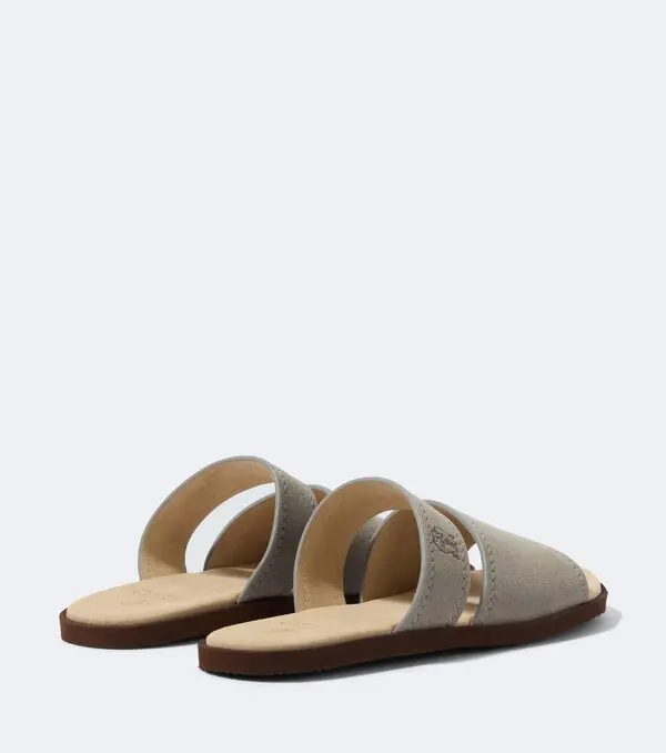 Brunello Cucinelli Logo Suede Sandals - Grey