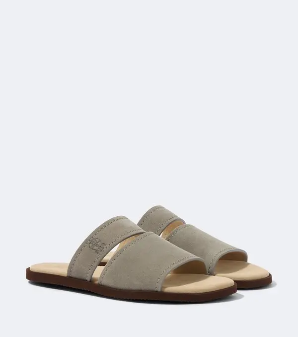 Brunello Cucinelli Logo Suede Sandals - Ash