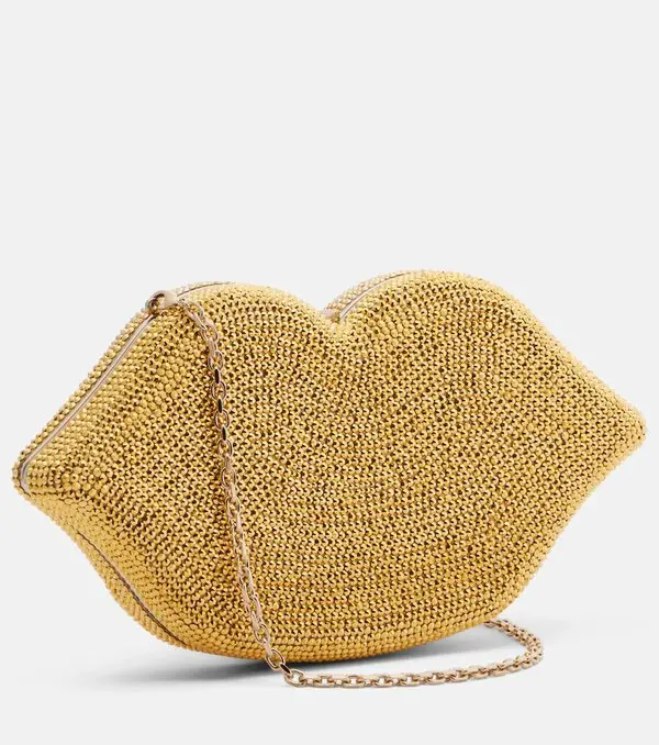 Judith Leiber Lips Small Crystal-embellished Clutch