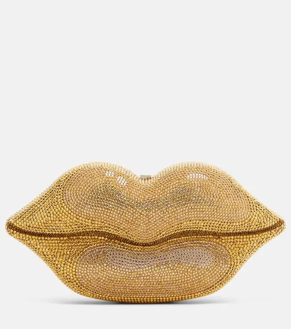 Judith Leiber Lips Small Crystal-embellished Clutch - Gold