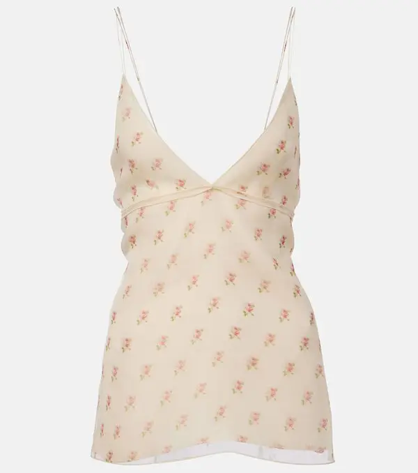 Khaite Timy Floral Silk Organza Camisole - White