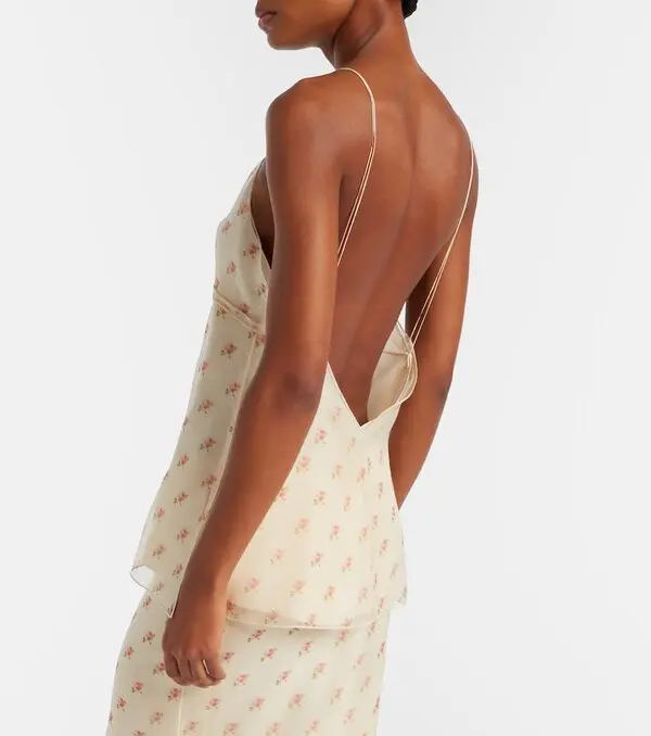 Khaite Timy Floral Silk Organza Camisole - White
