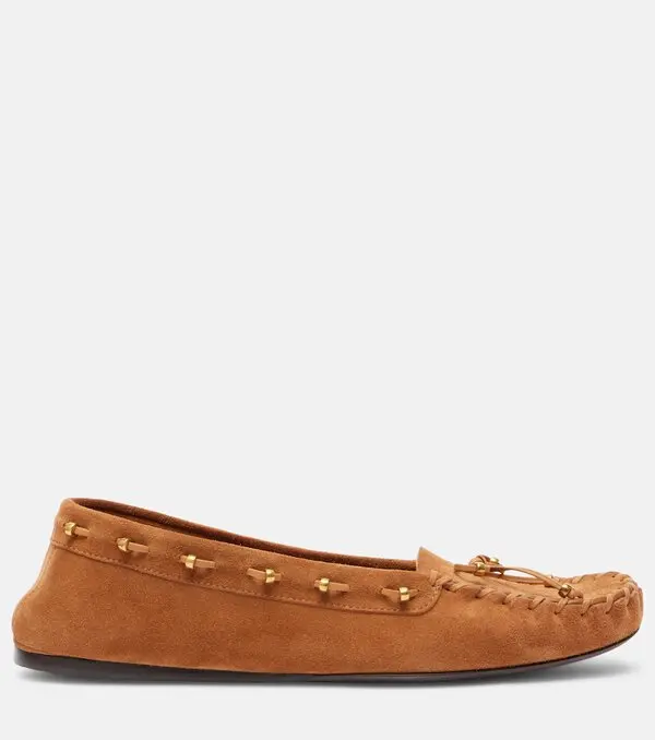 Khaite Milly Suede Moccasins - Beige