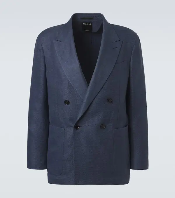Zegna Linen, Wool And Silk Blazer - Blue