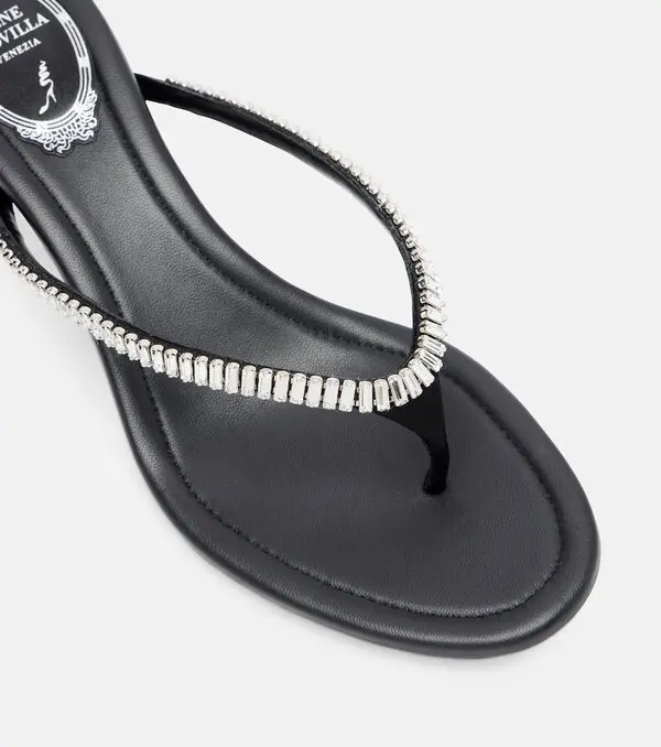 Rene Caovilla Embellished Satin Thong Sandals
