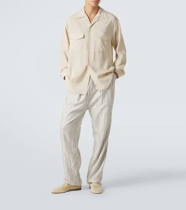 Zegna Striped Silk Straight Pants