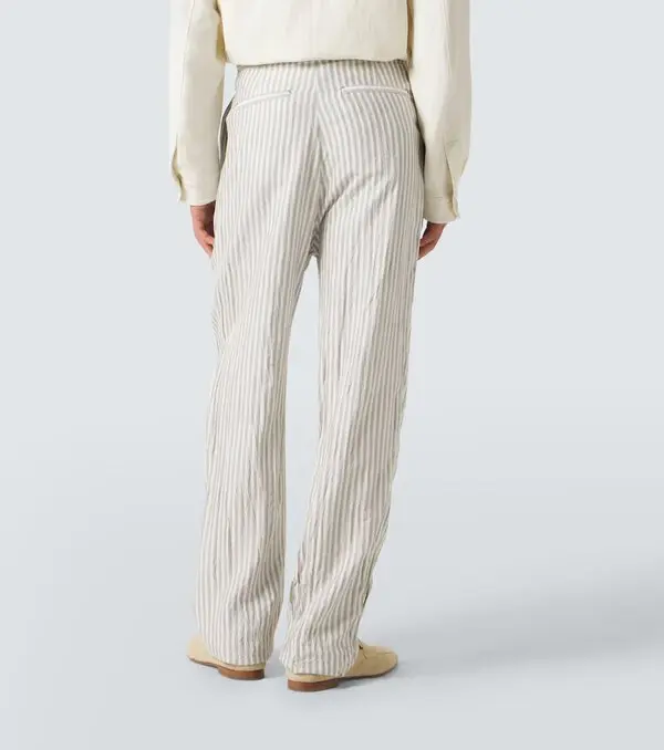 Zegna Striped Silk Straight Pants