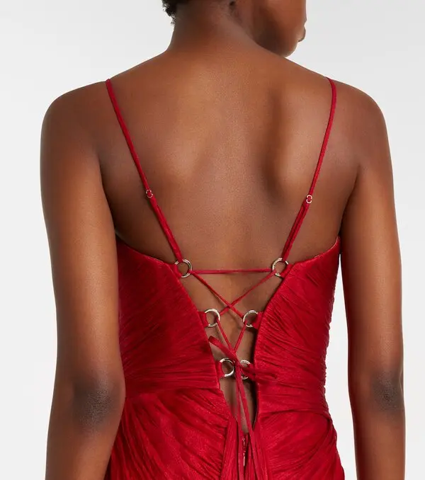 MARIA LUCIA HOHAN Rio Draped Silk Muslin Gown - Red
