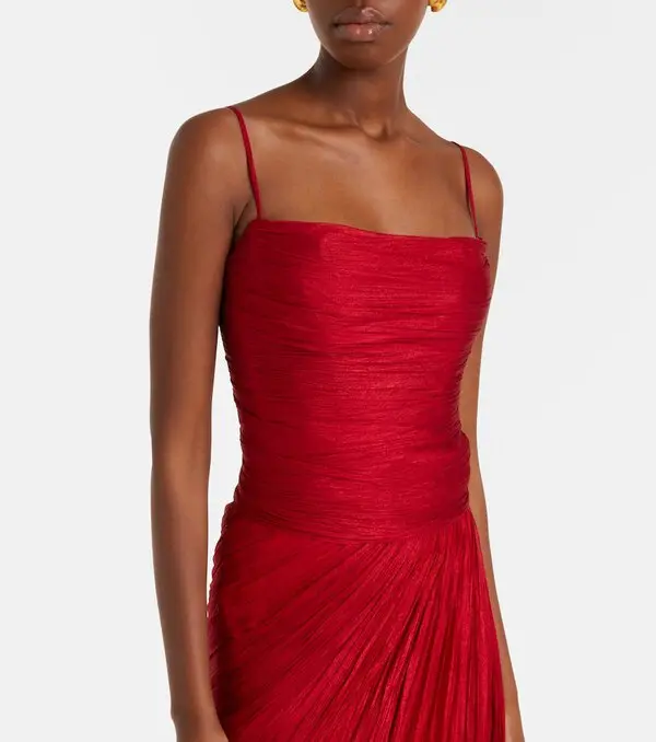 MARIA LUCIA HOHAN Rio Draped Silk Muslin Gown - Red
