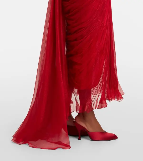 MARIA LUCIA HOHAN Rio Draped Silk Muslin Gown - Red