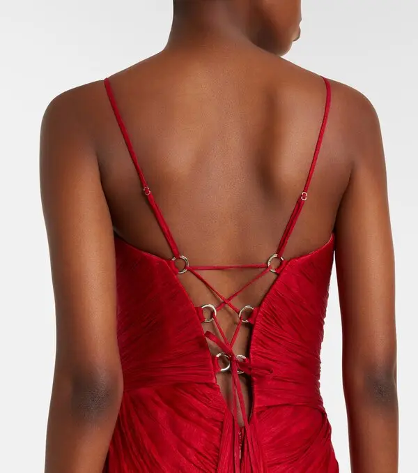 MARIA LUCIA HOHAN Rio Draped Silk Muslin Gown - Red