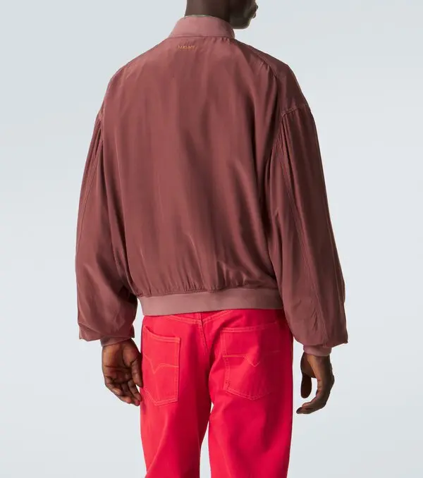 Versace Oversized Silk Poplin Blouson Jacket - Burgundy