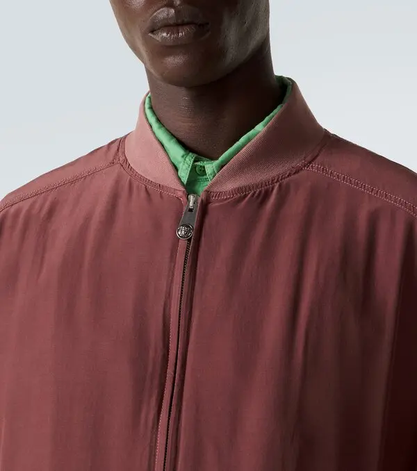 Versace Oversized Silk Poplin Blouson Jacket - Burgundy
