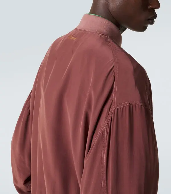 Versace Oversized Silk Poplin Blouson Jacket - Burgundy