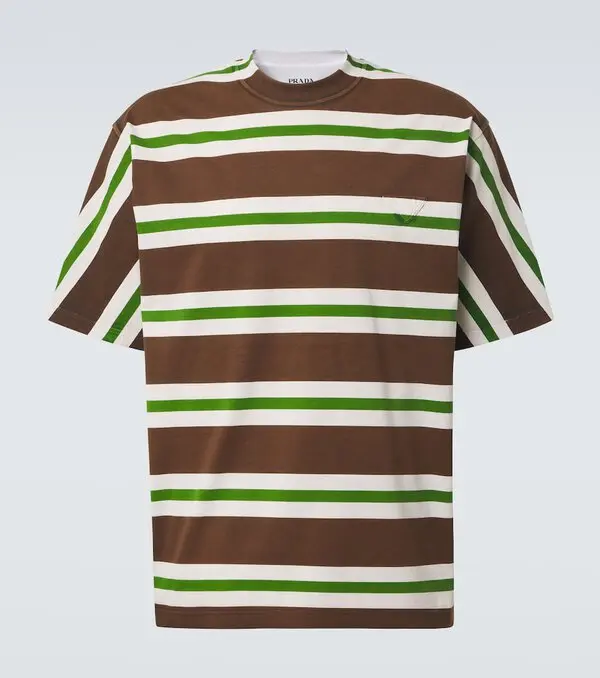 Prada Striped Cotton Jersey T-shirt - Multicoloured