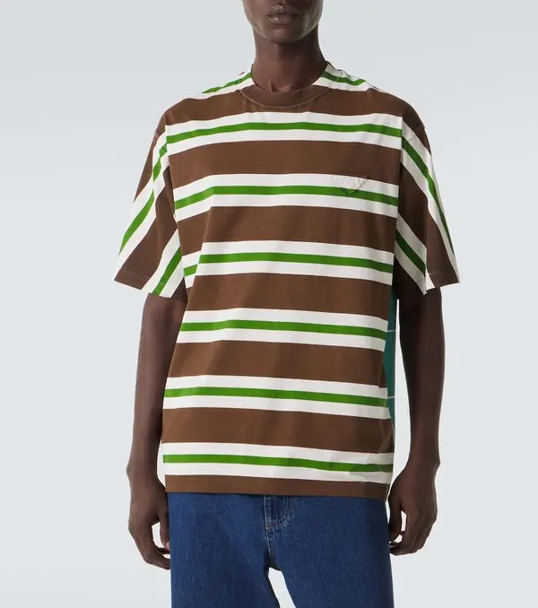 Prada Striped Cotton Jersey T-shirt - Multicoloured