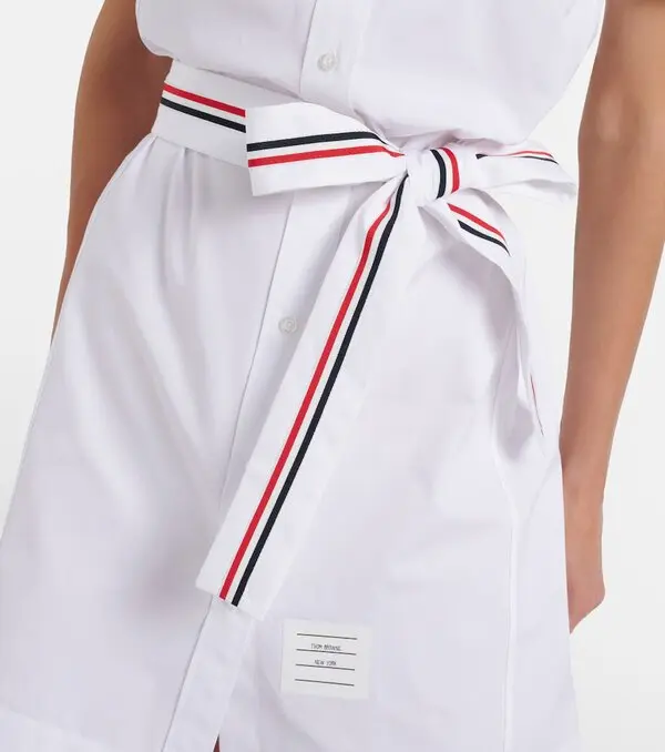 Thom Browne Belted Cotton Poplin Shirt Dress
