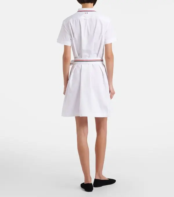 Thom Browne Belted Cotton Poplin Shirt Dress
