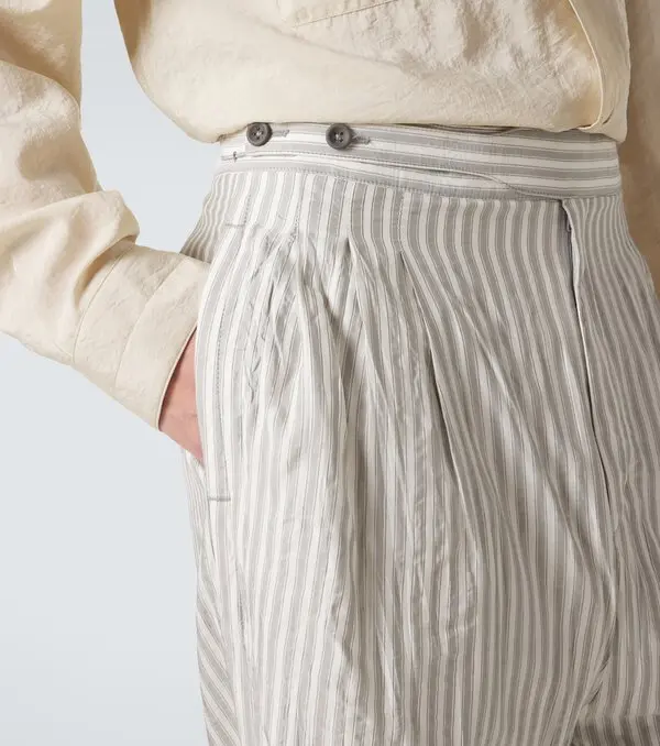 Zegna Striped Silk Straight Pants