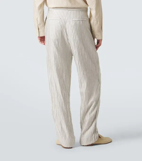 Zegna Striped Silk Straight Pants