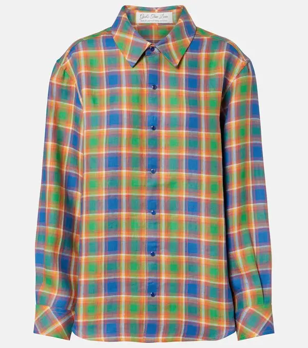 GOD'S TRUE CASHMERE Brilliant Linen Shirt With Lapis Lazuli - Multicoloured