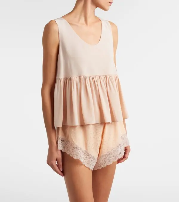 Chloé Lace-trimmed Silk Jacquard Shorts - Pink