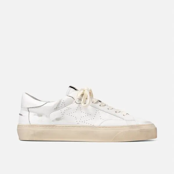 DUKE + DEXTER Plus Court Distressed Sneakers - White Distressed