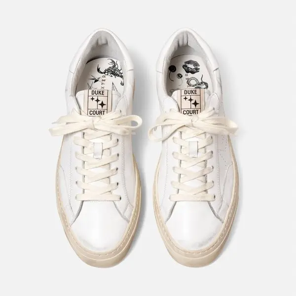 DUKE + DEXTER Plus Court Distressed Sneakers - White Distressed