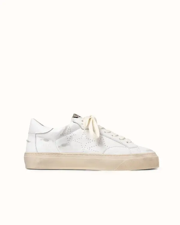 DUKE + DEXTER Plus Court Distressed Sneakers - White Distressed